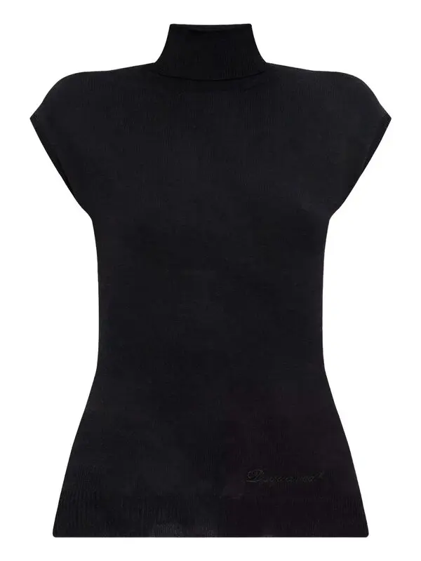 Dsquared2 Cap-sleeve Turtleneck Top - Black