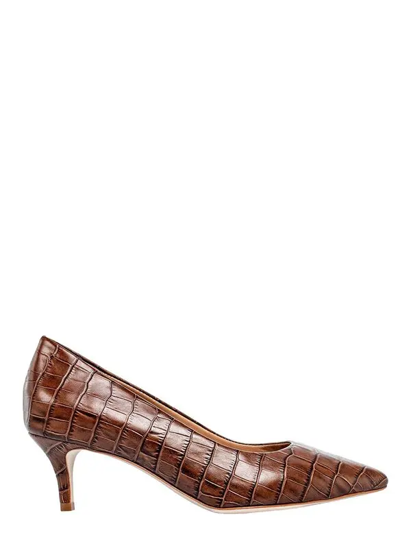 JOAN OLOFF SHOES Callie Pump With Kitten Heel - Brown Croco