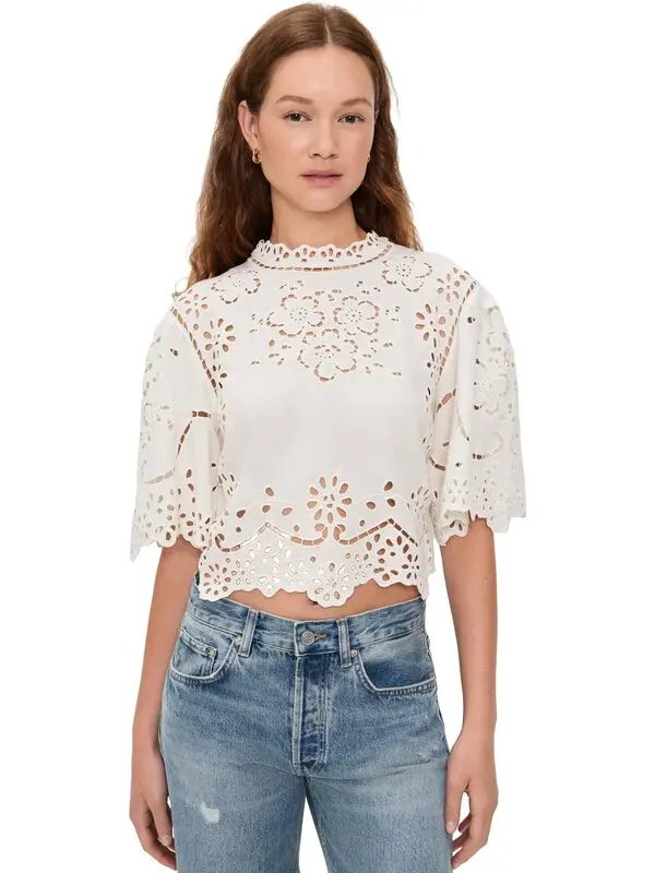 Sea Lula Embroidery Top - White