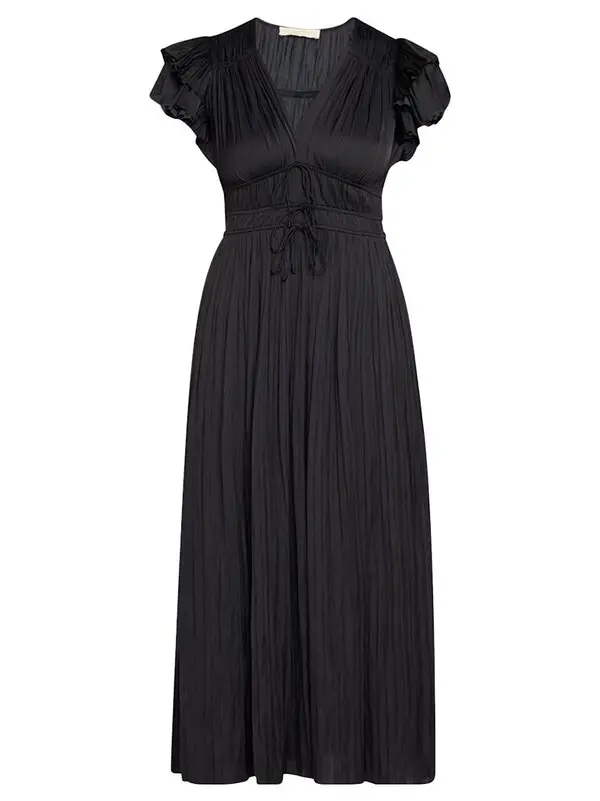 Ulla Johnson Patrice Flutter-sleeve Midi Dress - Noir