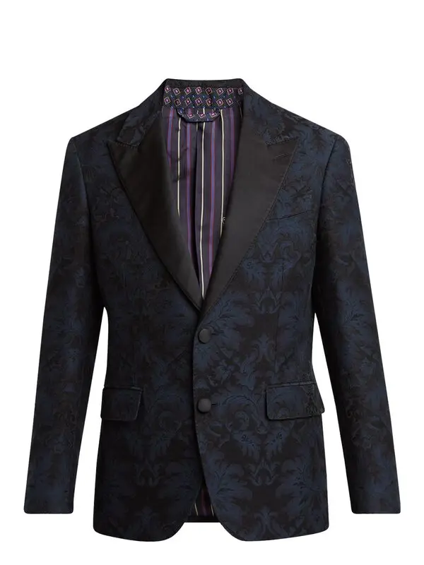 Etro Damask Peak Lapel Evening Jacket - Blue Multicolor