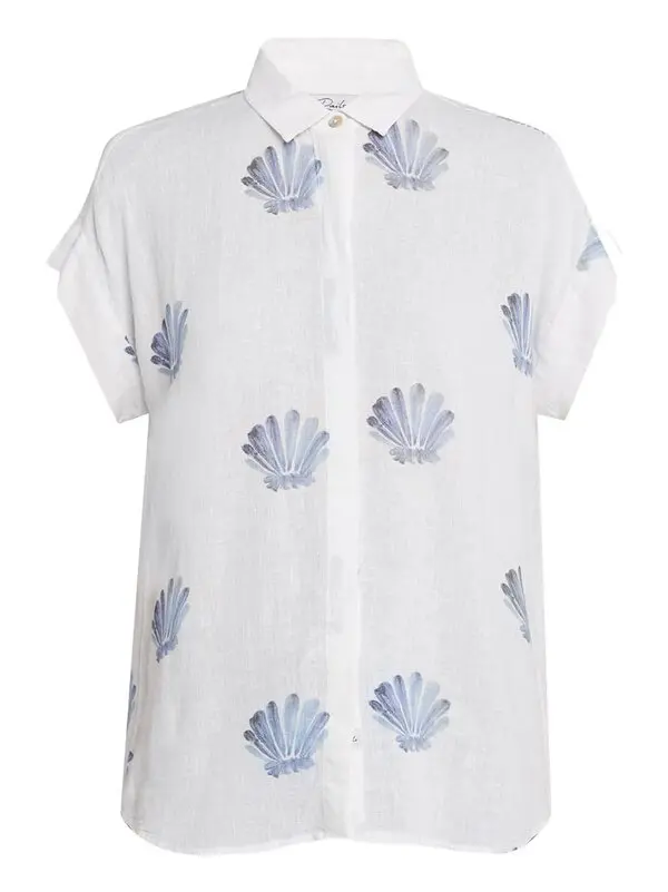 Rails Jamie Short-sleeve Linen Shirt - Blue Seashells