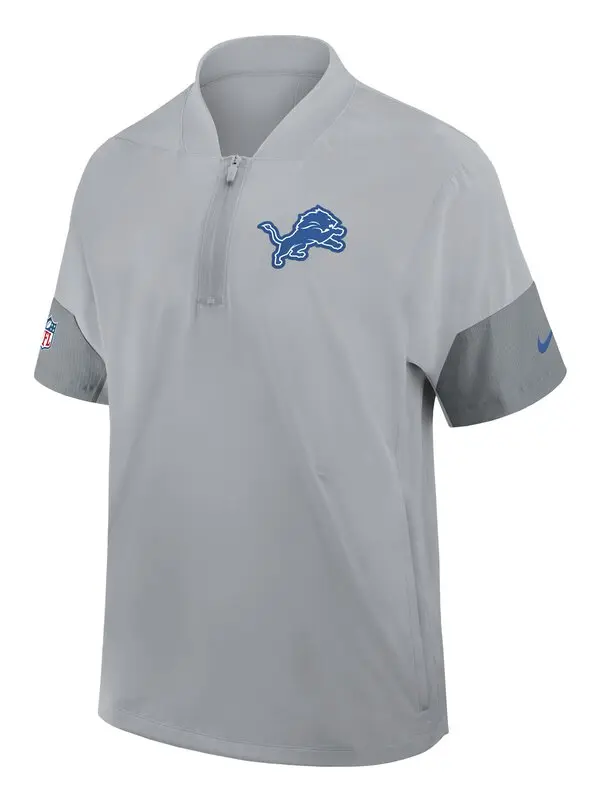 Nike Detroit Lions Sideline Coach Nfl 1/2-zip Short-sleeve Jacket - Grey
