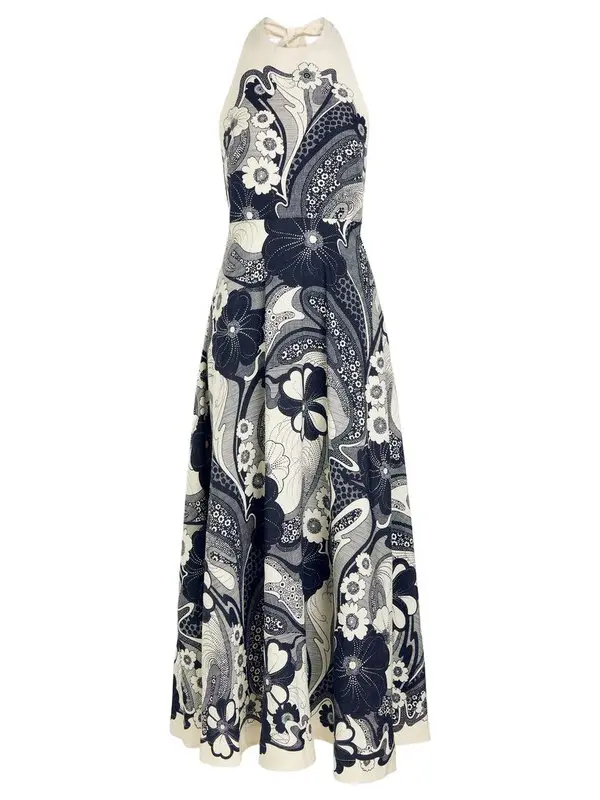 ALEMAIS Printed Woven Maxi Dress - Black And White