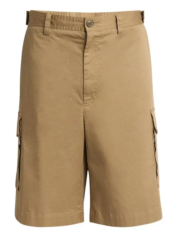 Moncler Cotton Blend Cargo Shorts - Cognac