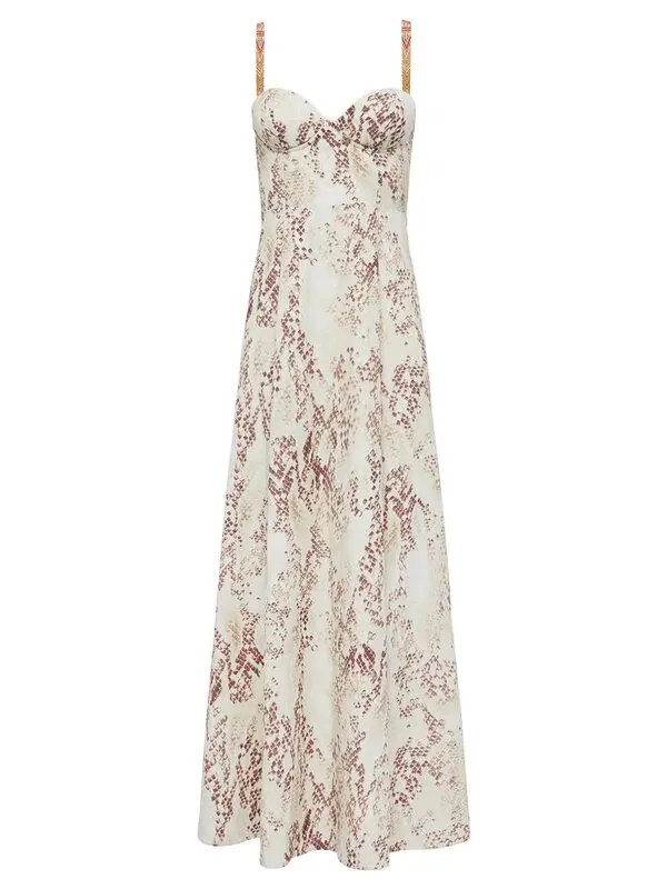 L'Agence Sutton Snake Maxi Dress - Light Sage Multi Desert Snake