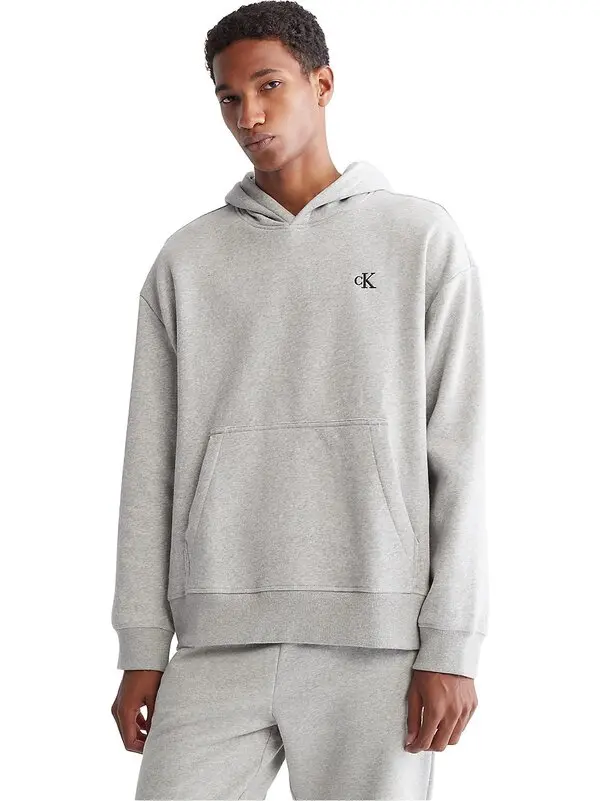 Calvin Klein Relaxed Fit Archive Logo Fleece Hoodie - Grey Heather