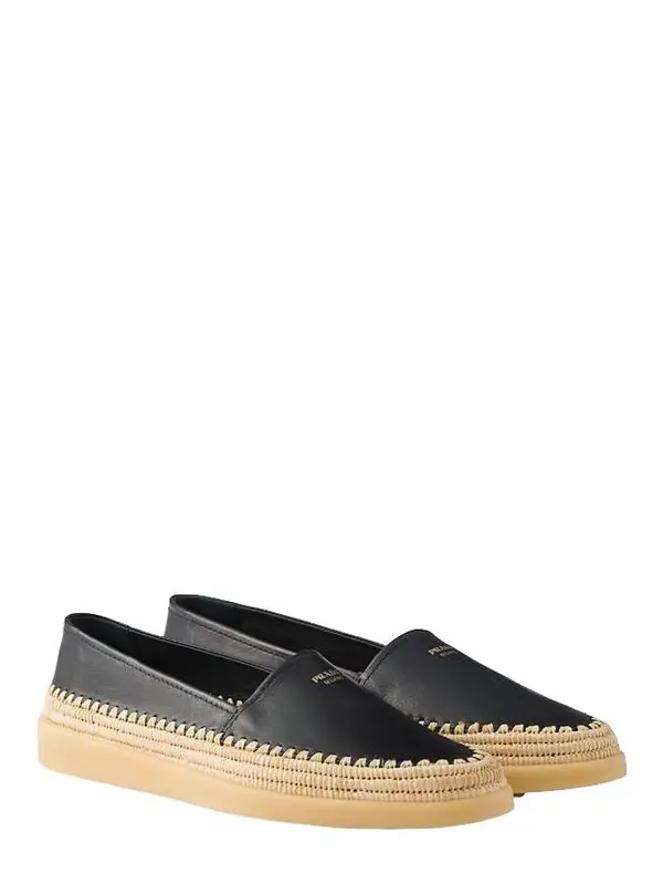 Prada Nappa Leather Espadrille Loafers - Black