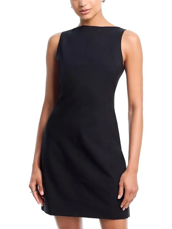 Theory Sleeveless Boat Neck Mini Dress - Black