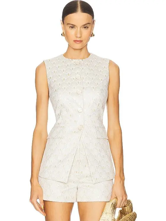 Veronica Beard Lois Vest - Off White & Gold