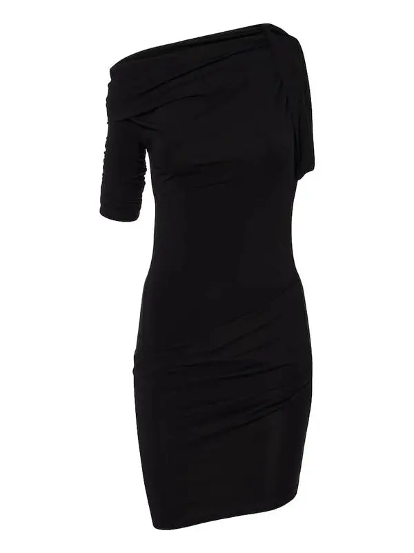 Jacquemus Draped Jersey Minidress - Black