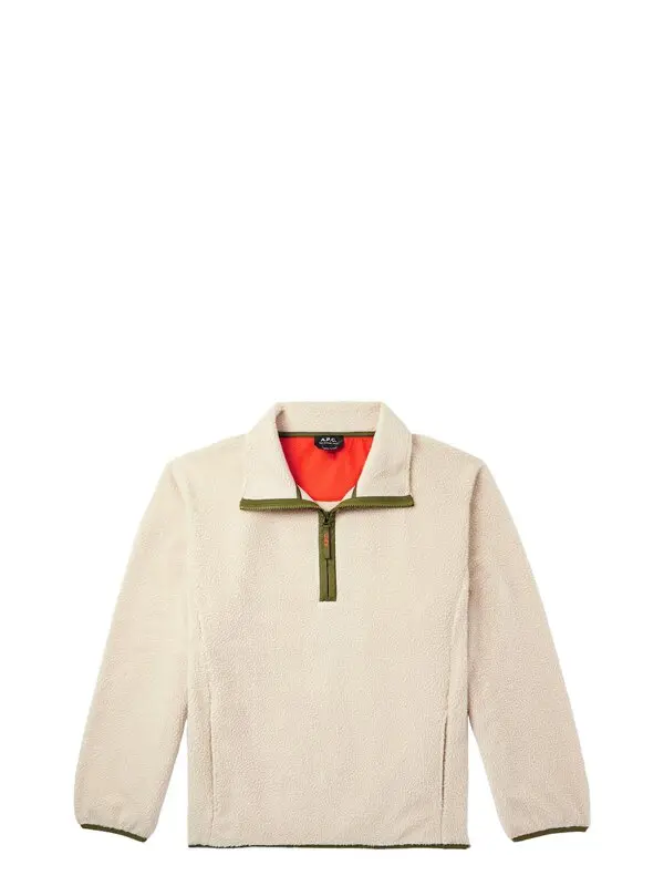 A.p.c. Shell-trimmed Fleece Half-zip Sweatshirt - Neutrals