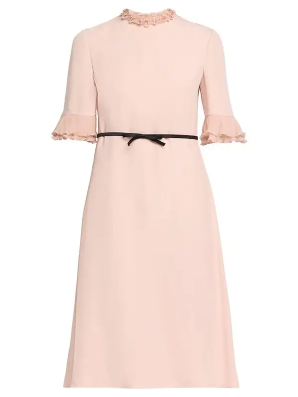 Valentino Garavani Ruffle Bow Midi Dress - Poudre