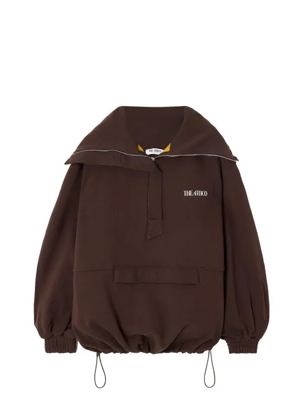Attico Oversized Embroidered Cotton-jersey Sweatshirt - Brown