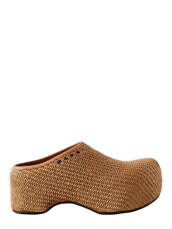 Marni Sabot Raffia Platform Clogs - Neutrals