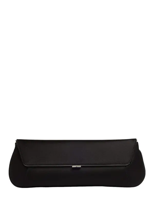 Amina Muaddi Ami Framed Satin Clutch - Black