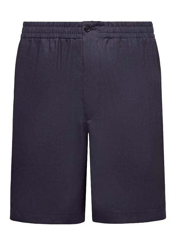 MONCLER X GILGA FARM DESIGNED BY DONALD GLOVER Linen Blend Shorts - Blue