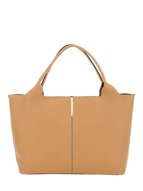 TOD'S Tote Bag With Logo Plaque - Beige