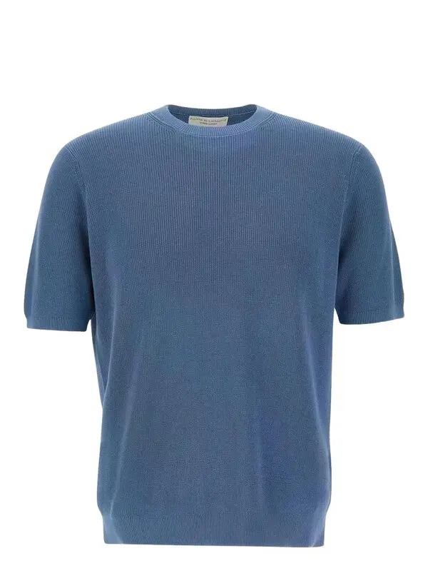 FILIPPO DE LAURENTIIS Ribbed-knit Short-sleeve Sweater - Blue