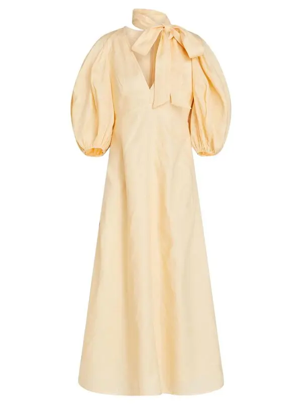Zimmermann Tie-detailed Linen Midi Dress - Cream
