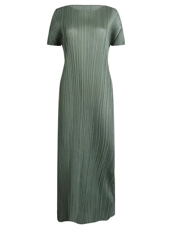 Issey Miyake Pleated Midi Dress - Moss Green