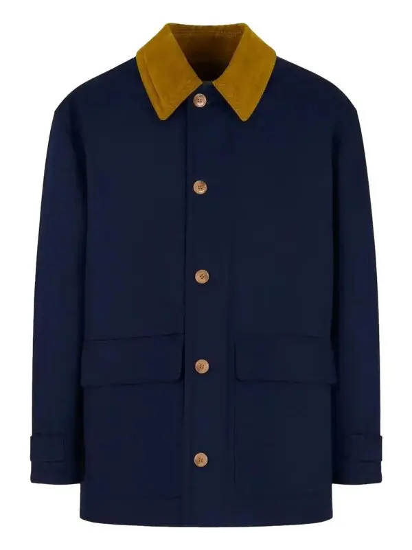 Marni Corduroy-collar Gabardine Parka - 00b80 Ink Blue