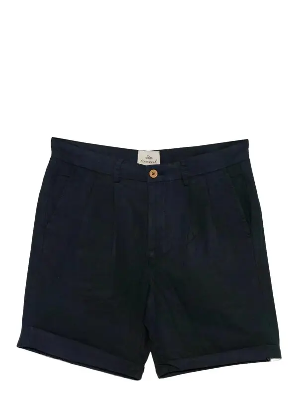 PENINSULA SWIMWEAR Pleated Cuffed Bermuda Shorts - Blue