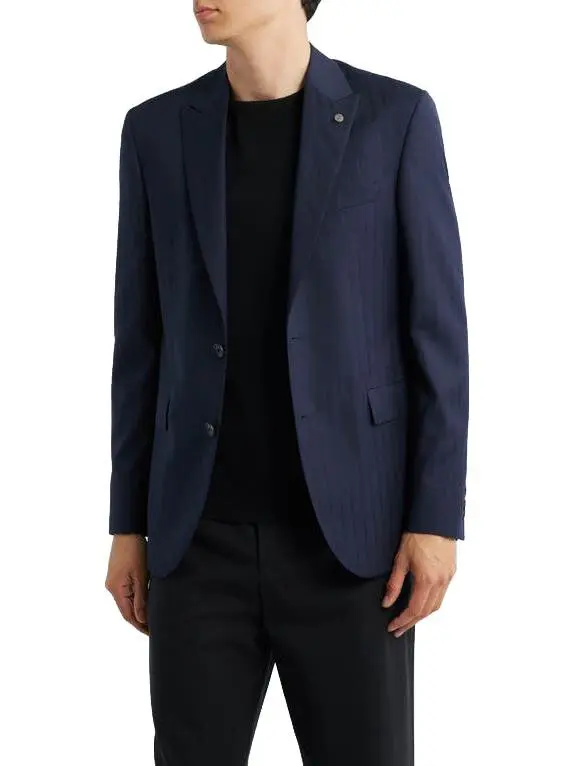 All Saints Rawdon Slim Fit Stripe Super 100s Wool Sport Coat - Navy