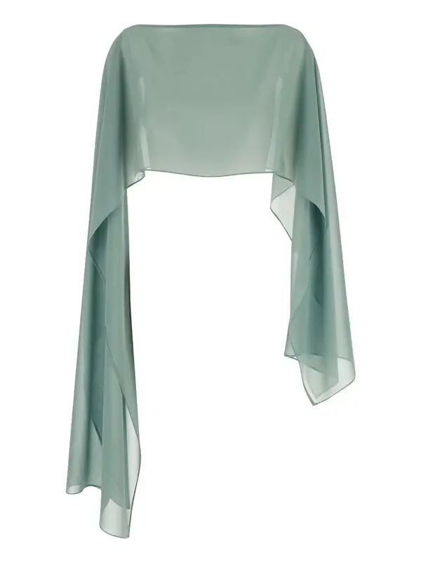 PLAIN Stole With Boat Neckline In Sheer Fabric - Grey