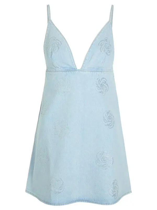 Remain Birger Christensen Crystal-embellished Denim Mini Dress - Light Blue