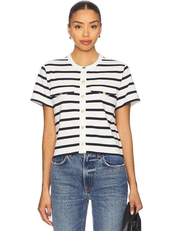 FRAME The Jersey Striped Top - Cream Multi