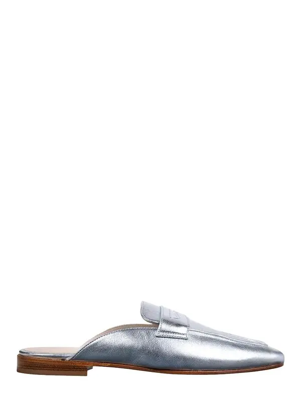 SOPHIQUE Riviera Metallic Leather Loafer Mules - Silver