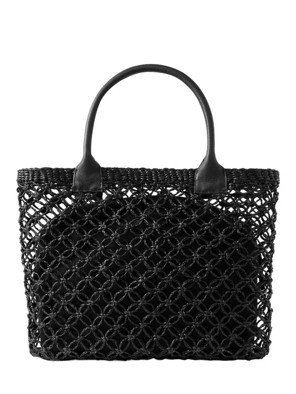 SENSI STUDIO Leather-trimmed Straw Tote - Black