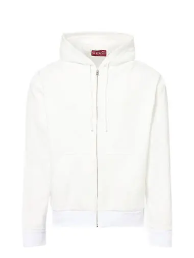 Gucci Logo-embossed Zipped Woven Hoody - White
