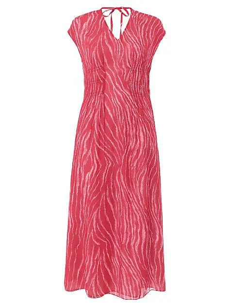 Whistles Zebra-texture Woven Midi Dress - Multi-coloured