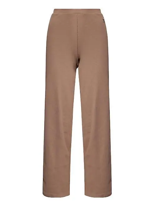 GYMSHARK Ribbed Straight-leg Cotton-jersey Trousers - Brown