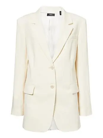 Theory Notch-lapels Relaxed-fit Woven Blazer - Rice