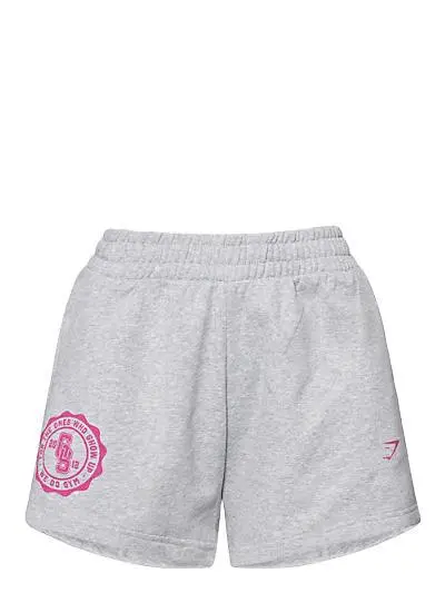 GYMSHARK Collegiate Graphic Fleece Cotton-jersey Shorts - Grey
