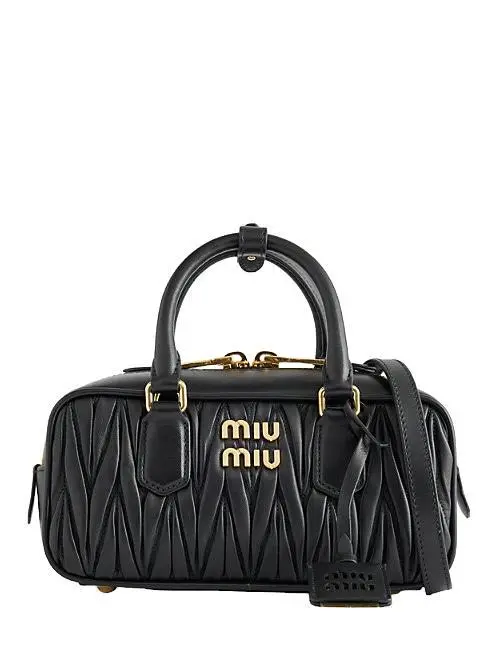 Miu Miu Arcadie Leather Top Handle Bag - Nero