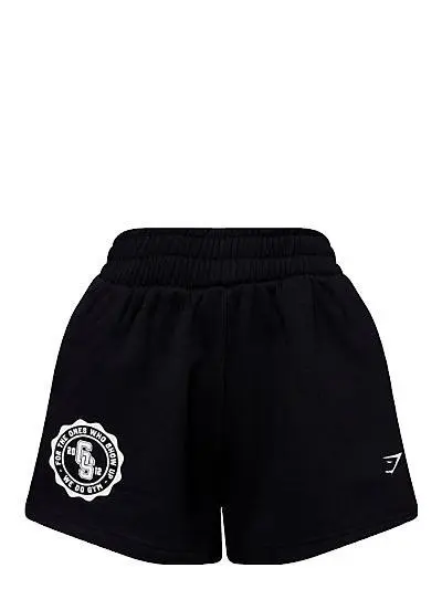 GYMSHARK Graphic Fleece Cotton-jersey Shorts - Black