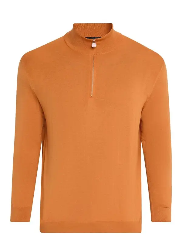 Kiton Wool Knit Quarter-zip Sweater - Dk Orng