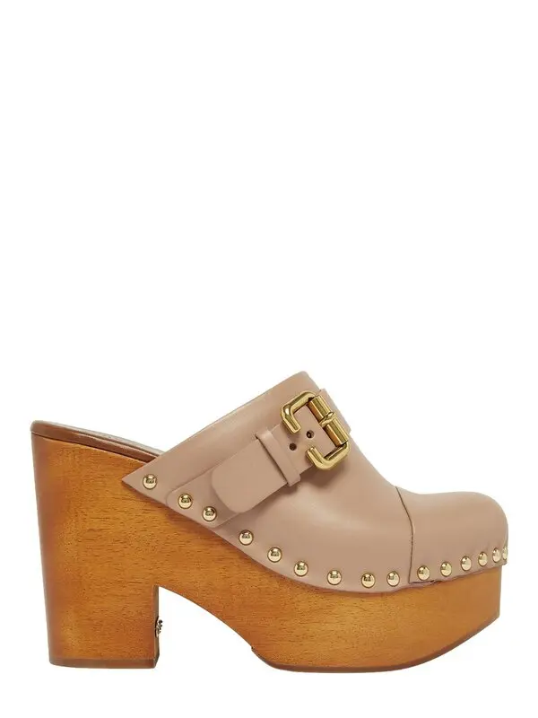 Chloé Jeannette Leather Platform Clogs - Blush Pink