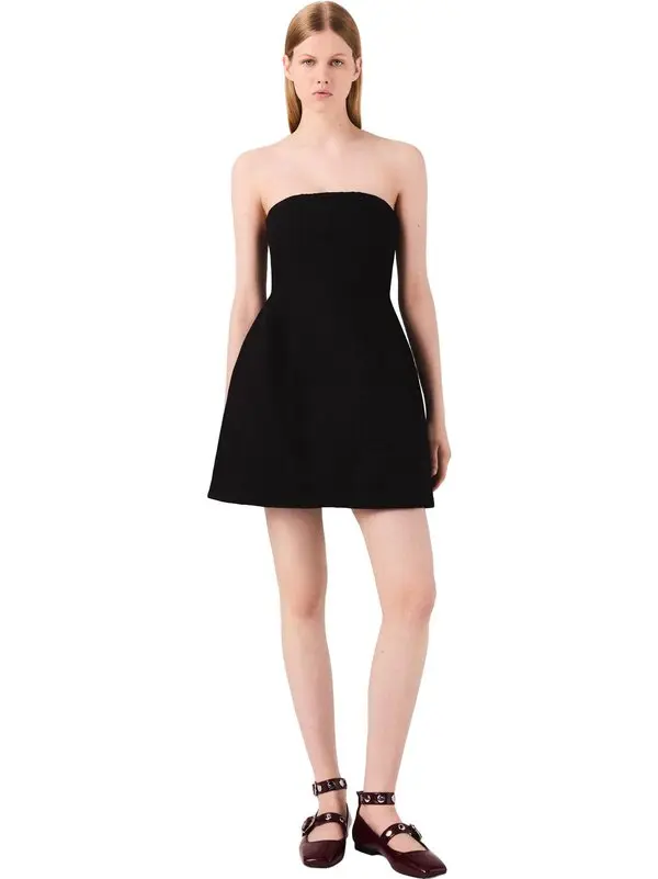 Maje Linen Strapless Mini Dress - Black