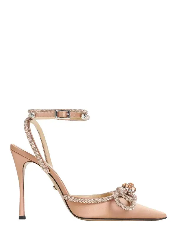 Mach & Mach 110mm Double Bow Crystal-embellished Satin Pumps - Neutrals