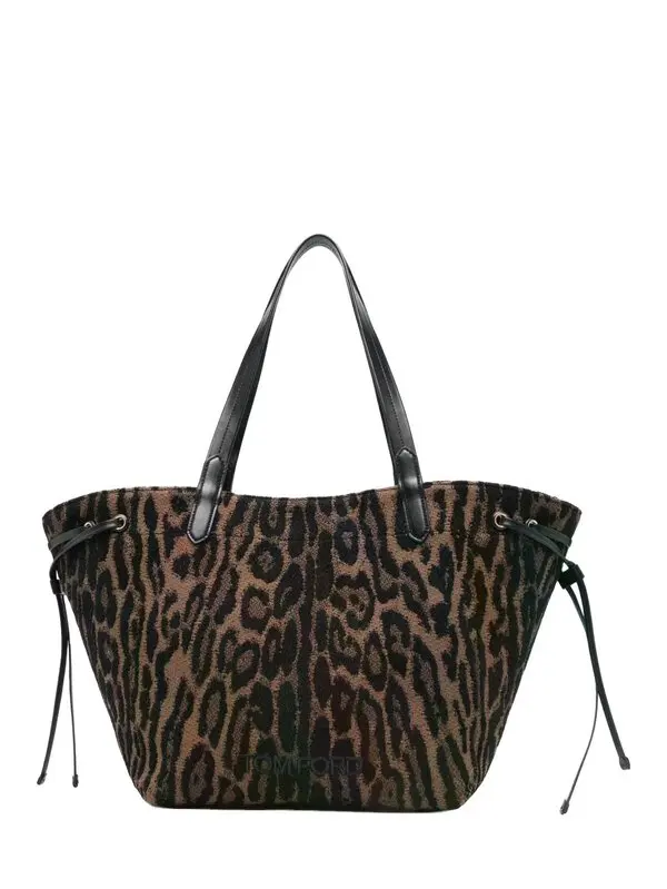 TOM FORD Leopard-jacquard Tote Bag - Brown