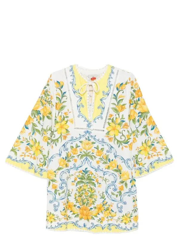 Farm Rio Sicily Mini Dress - White