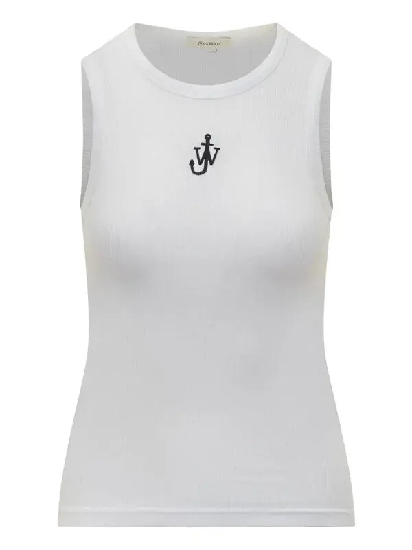 JW Anderson Sleeveless Ribbed Cotton Top - White