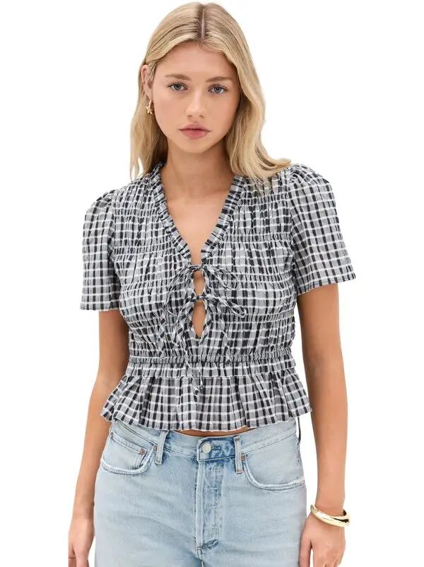 Rails Portia Seersucker Top - Ash Seersucker