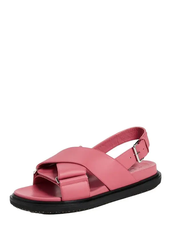 Marni Crisscross Leather Sandals - Camellia