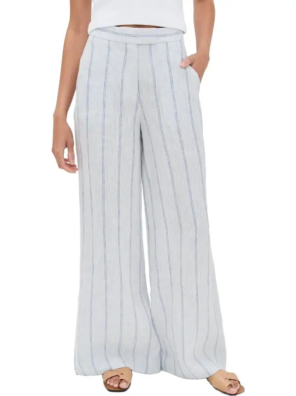 HEVRON Striped Capri Pants - Blue Stripe